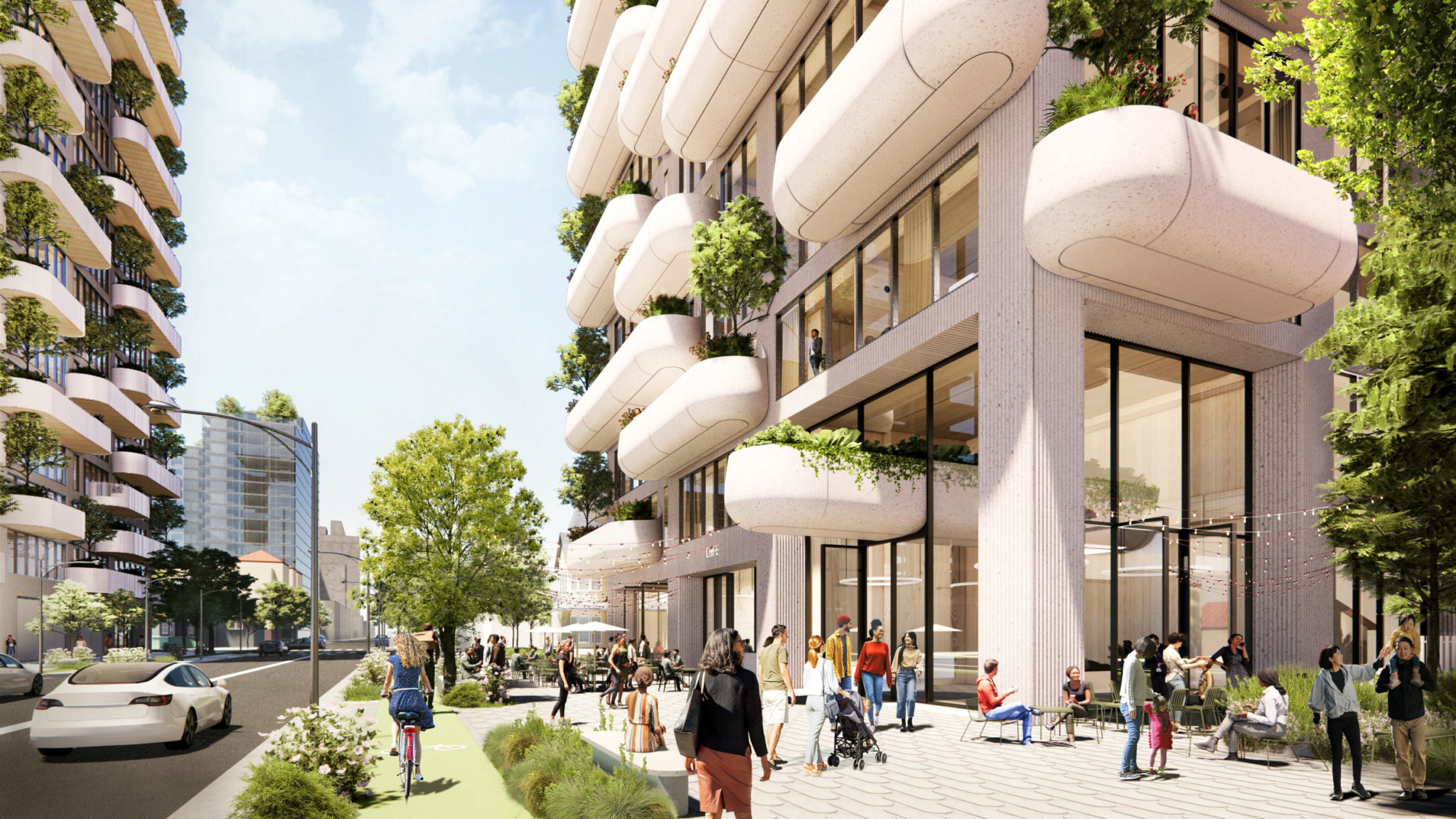 Nabr Tower C pedestrian view, rendering by RMW Architecture - San ...